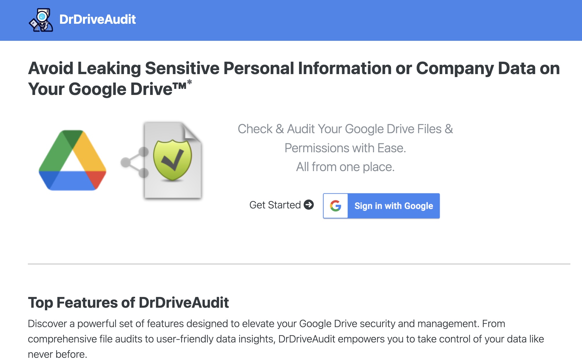 DrDriveAudit - Empower Your Google Drive. Your Data, Your Control!